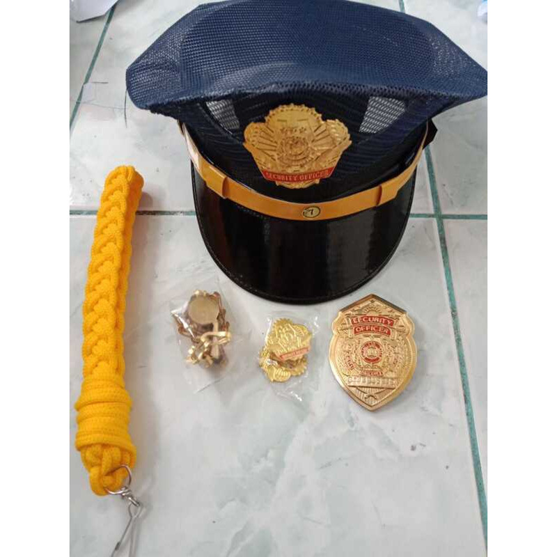 Guard Security Officer Octagon Percing Cap,Lanyard,Badge,1Pair Collar ...