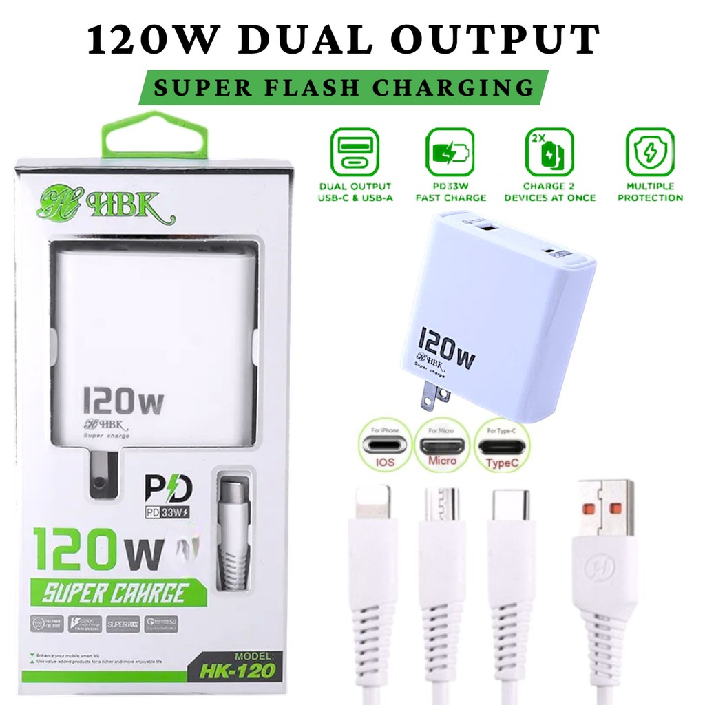 120W Single and Dual Output Fast Charging Charger USB and Type-C Super ...