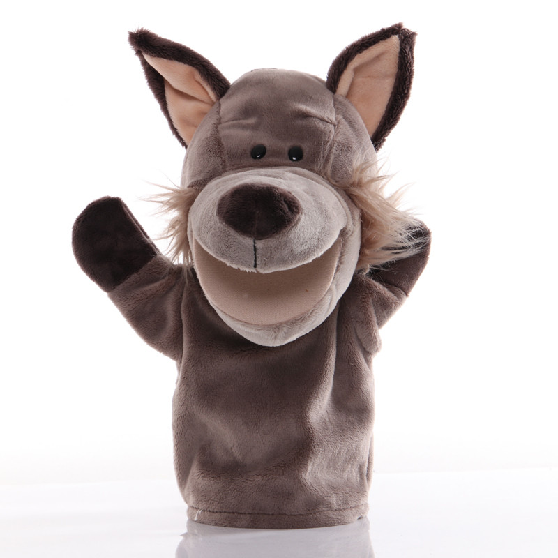 25cm Animal Hand Puppet Wolf Plush Toys Baby Educational Hand Puppets ...