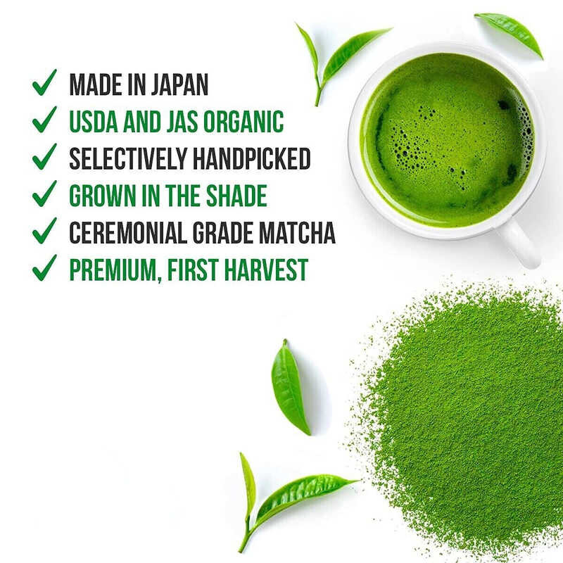 100% Pure Japanese Matcha Tea Powder, Organic Certified, Premium ...