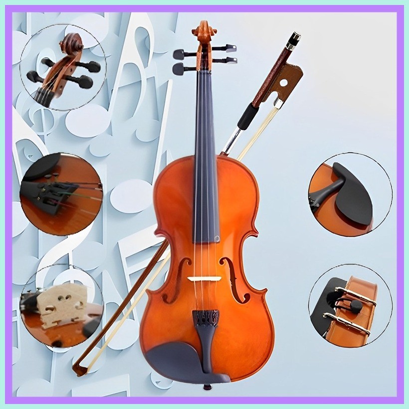 Heart String Violin Set Full Size Handmade Wooden Violin Instrument for ...