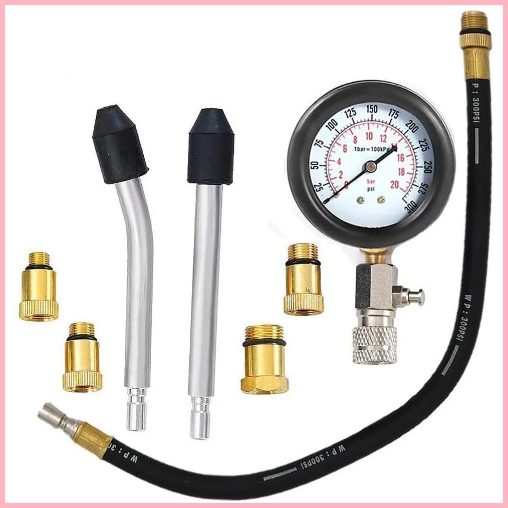 8 PCS Gasoline Engine Compression Tester Cylinder 0-300 PSI Automobile ...