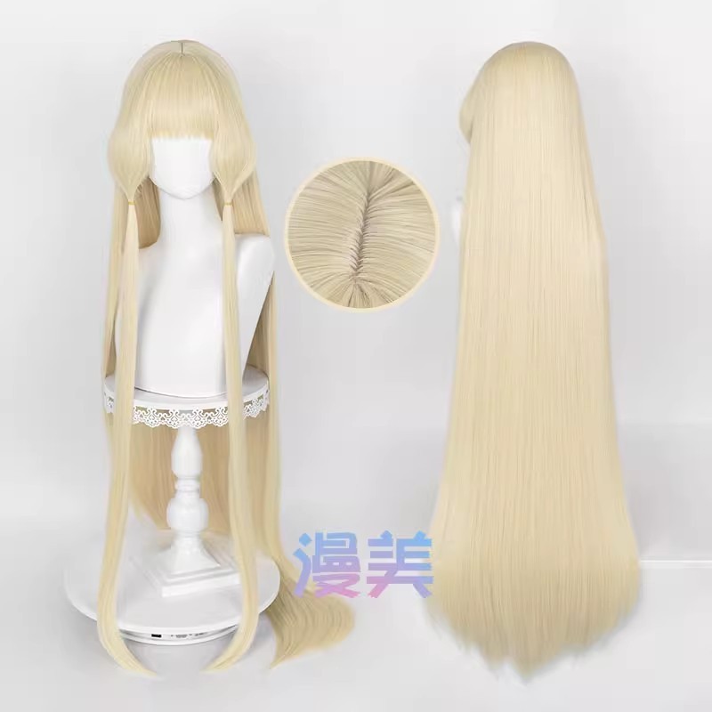 Anime Chobits Chii Cosplay Wig 120cm Long Staight Light Golden Chobits ...