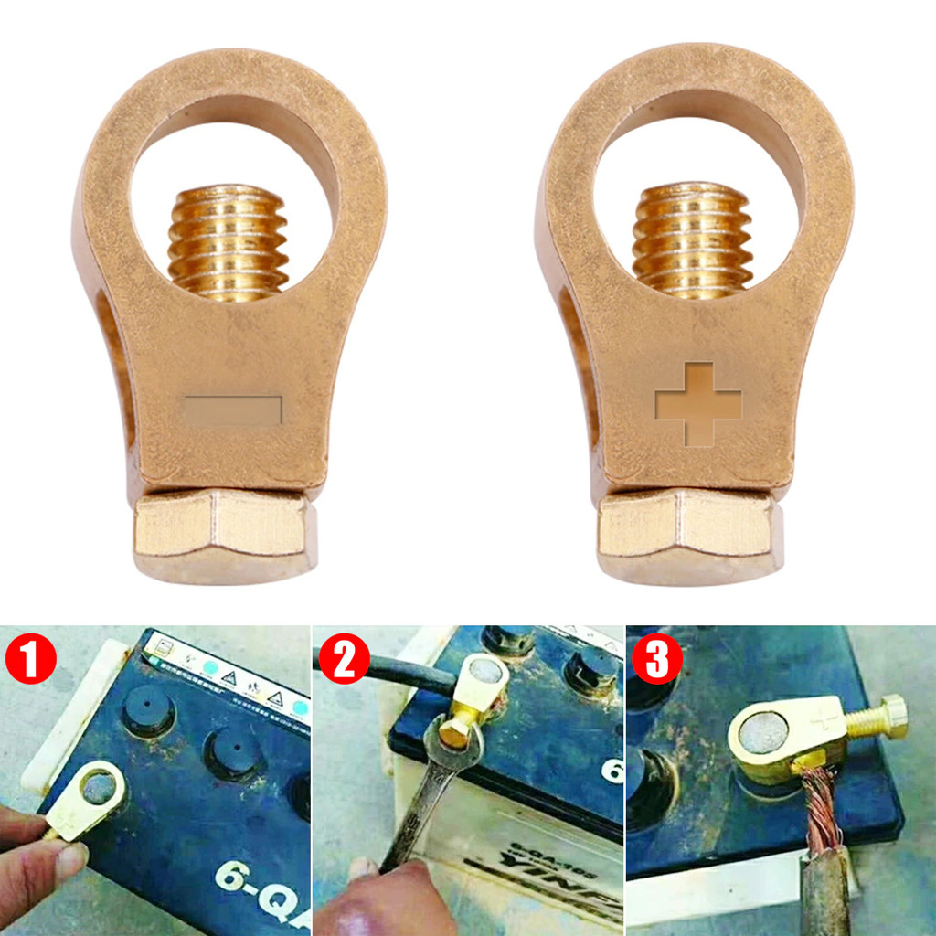 1Pair Car Battery Clamp Copper Battery Connector Terminal Clamp Top ...