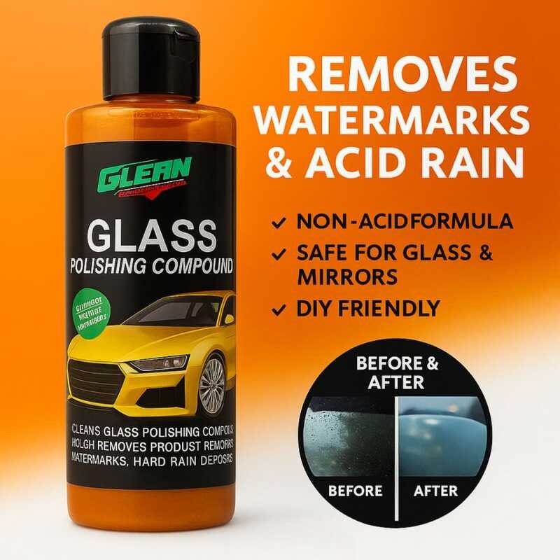 Glean Glass Polishing Compound – Premium Watermark, Scratch & Acid Rain ...