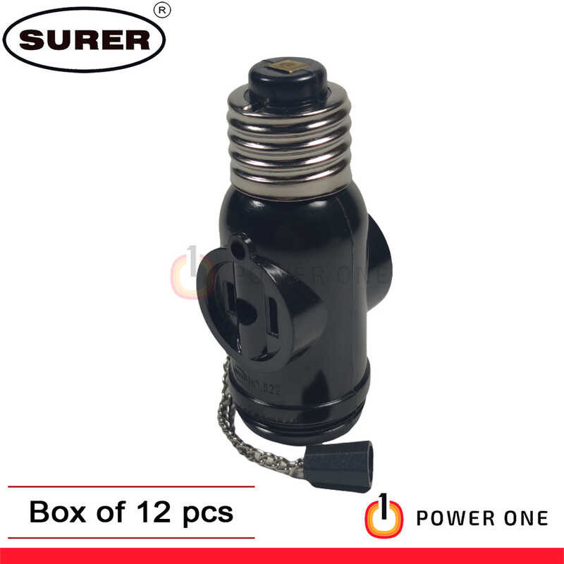 Surer 522 Pull Chain Socket E27 With 2-Pin Outlets (3A) (Box Of 12Pcs ...