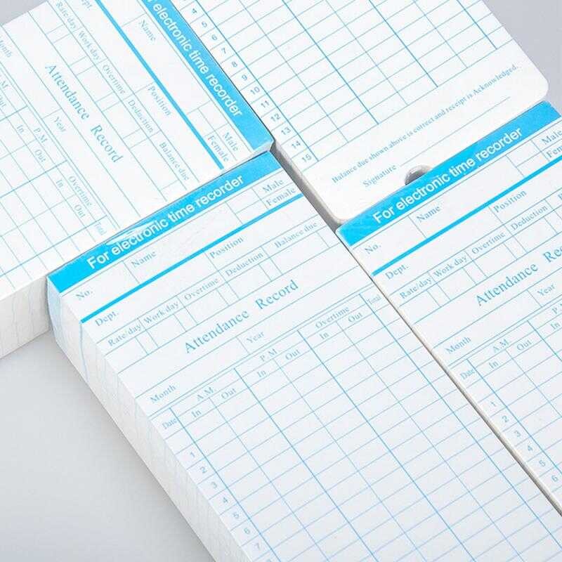 100Pcs/ Pack Cards Timecards Monthly 2-Sided For Employee Attendance ...