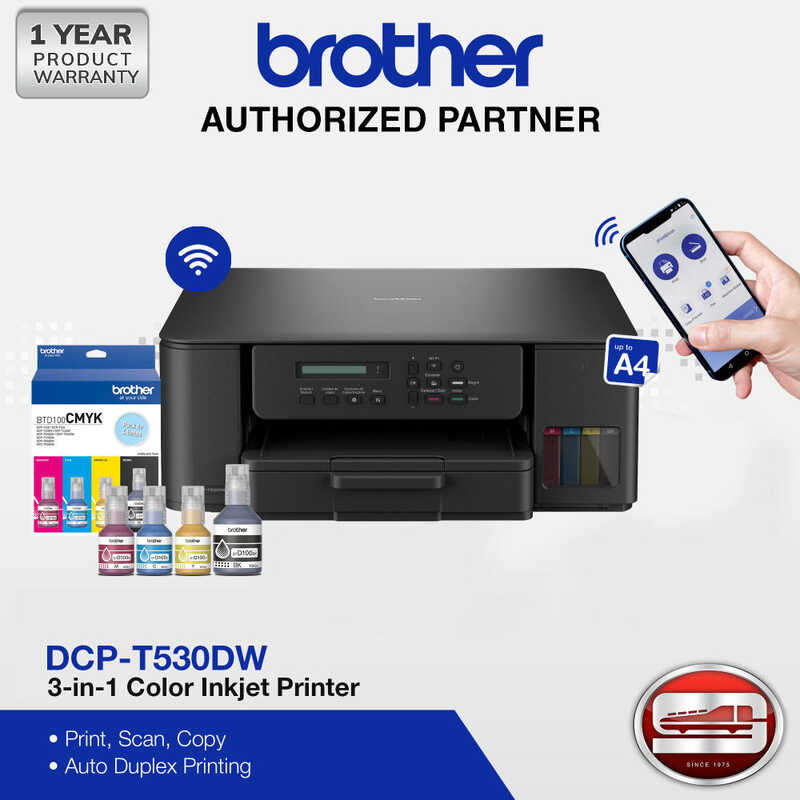 Brother Dcp-T530dw Ink Tank 3-In-1 Color Inkjet Printer With Wireless ...