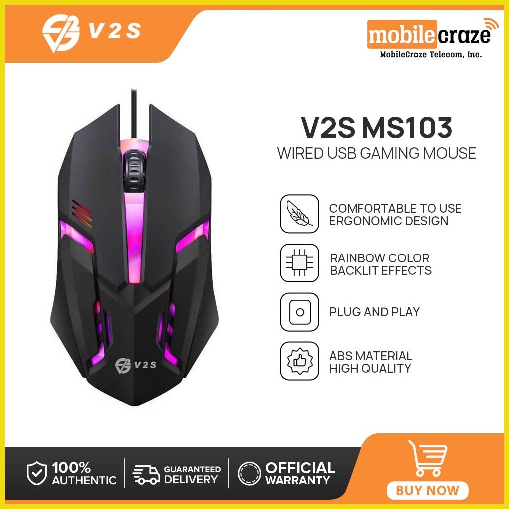 V2S MS103 Mouse USB Wired Gaming Cool High Configuration Led Backlight ...