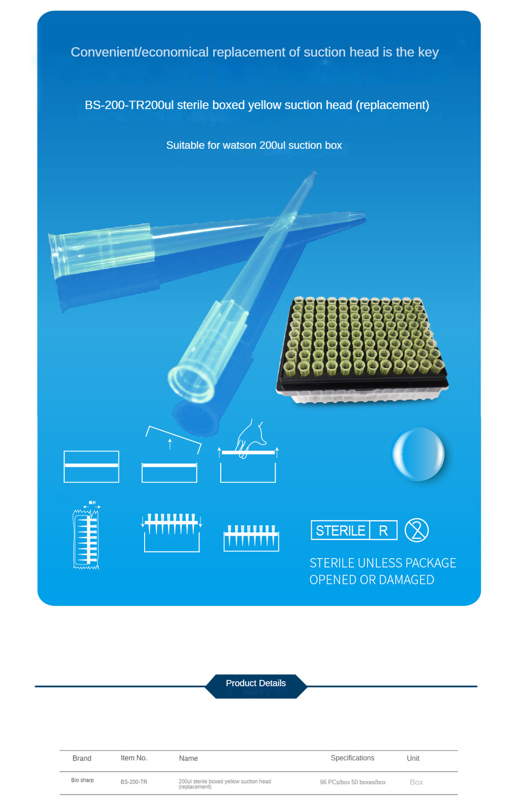 96 Pieces Biosharp Lab Pipette Tips Sterile Boxed Yellow Tips ...