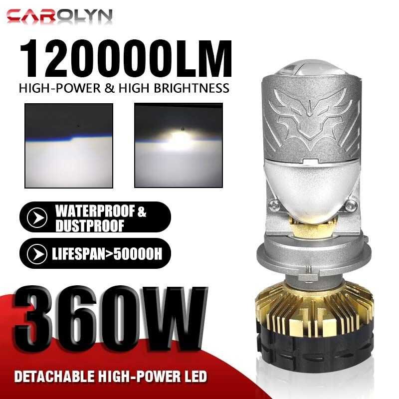 Carolyn 1Pair H4 Bi-Led Projector Lens Headlight Hi/Lo Beam Mini H4 Led ...