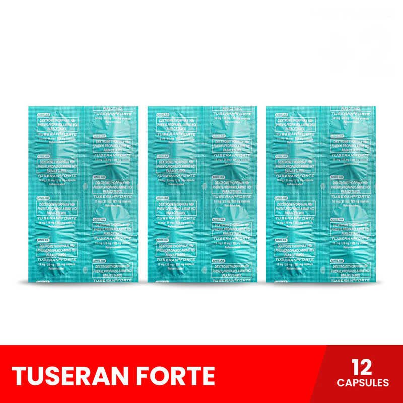 TUSERAN Forte X 12 Capsules (For Coughs, Colds & Flu) Health ...
