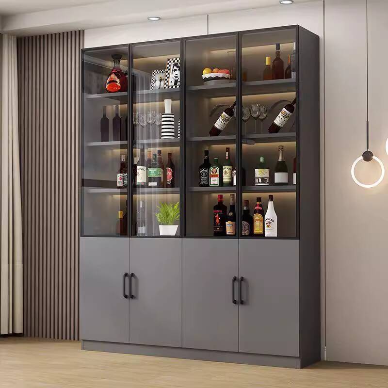 ☑♥ Glass Door Wine Cabinet Home Dining Side Cabinet Dustproof ...