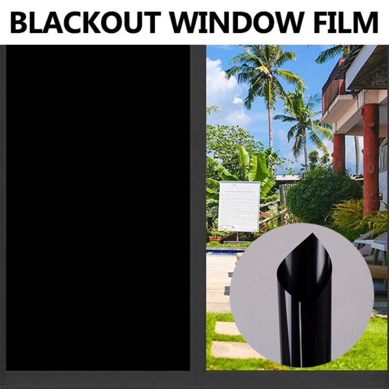 Black Opaque Glass Sticker Window Film Sunscreen UV Block Heat Control ...