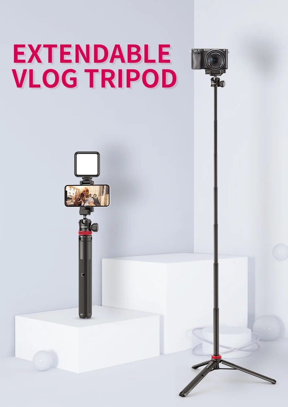 MT-44 Extendable Vlog Livebroadcast Tripod Stand With Phone Mount ...
