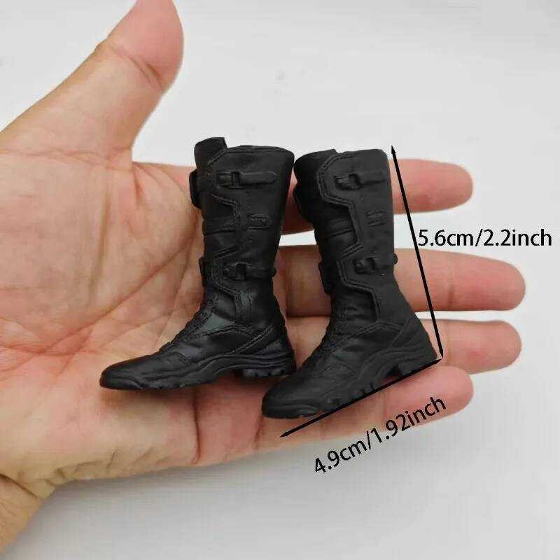 Black 1/6 Scale Male Soldier Hollow Model Insert Shoes Combat Boots ...