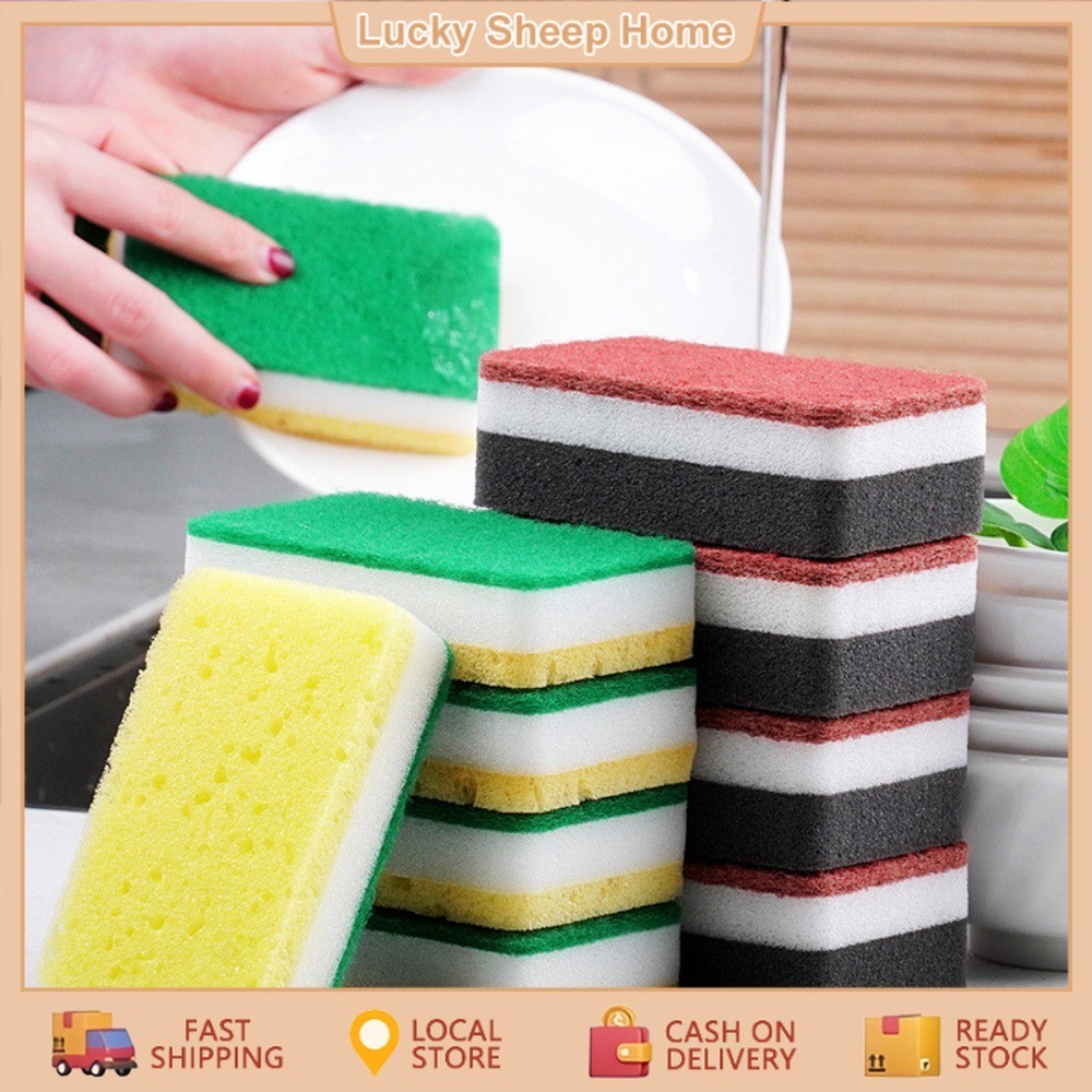 10Pcs Dishwashing Sponge Multifunctional Household Kitchen Double Sided ...
