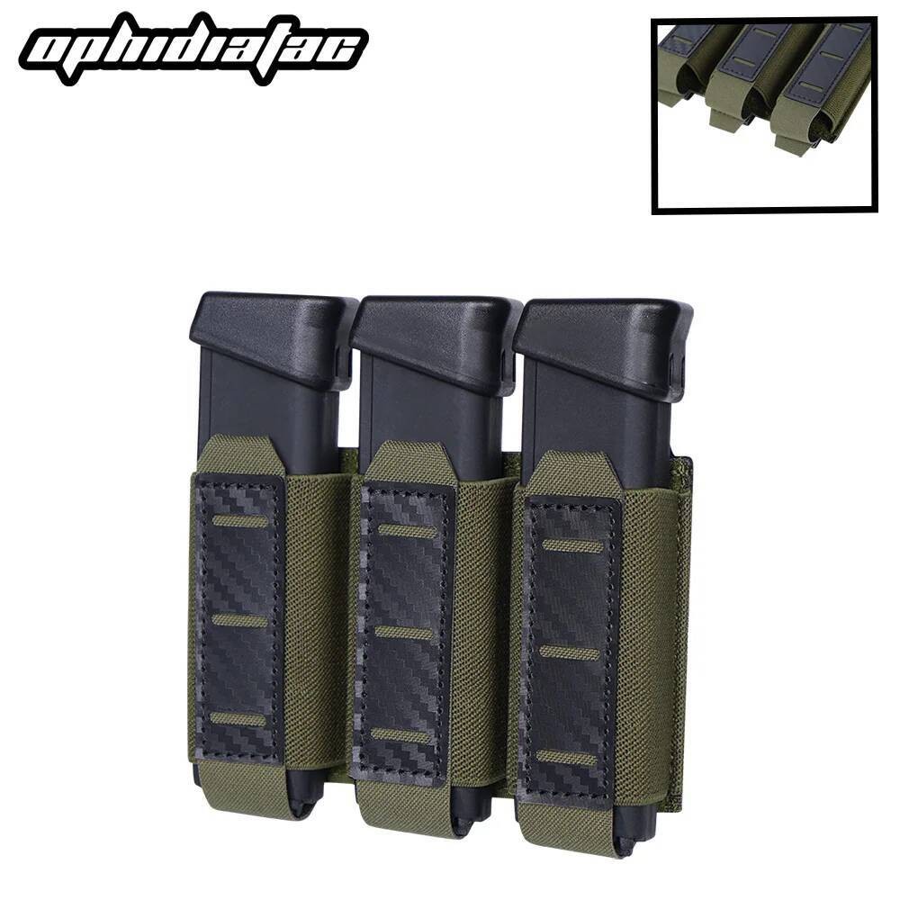 OPHIDIAN 9mm MOLLE Pouch Triple Carrier Carbon Fiber Bag Magazine ...