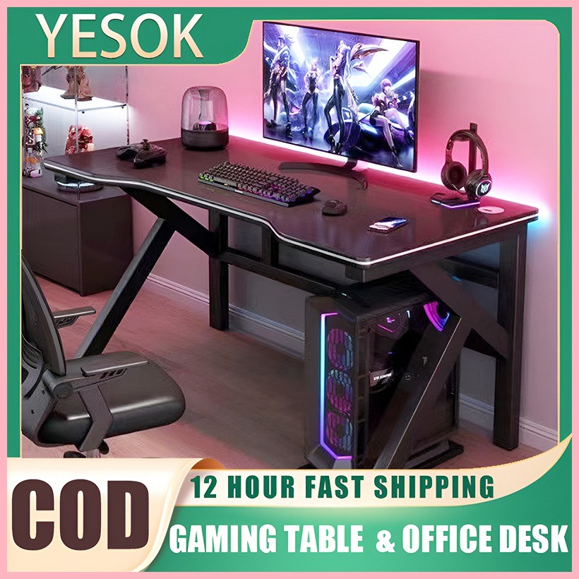 YESOK Computer Desk Gaming Table Office Table PC Home Modern Desk Study ...