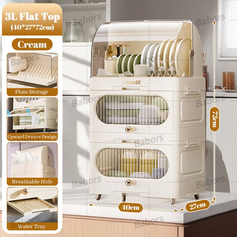 Plastic Dish Cabinet Foldable Dish Drainer Drying Rack Aesthetic With ...