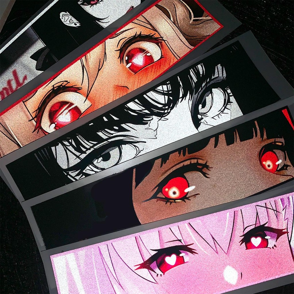 JDM Anime Girl Eyes Sticker Reflective Motorcycle Body Fuel Tank ...