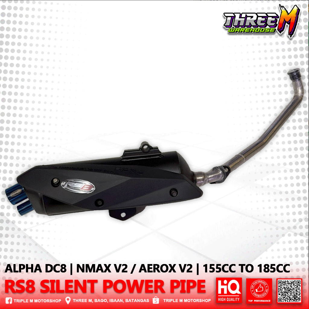 RS8 SILENT POWER PIPE ALPHA DC8 FOR NMAX V2 / AEROX V2 / CLICK 125 ...