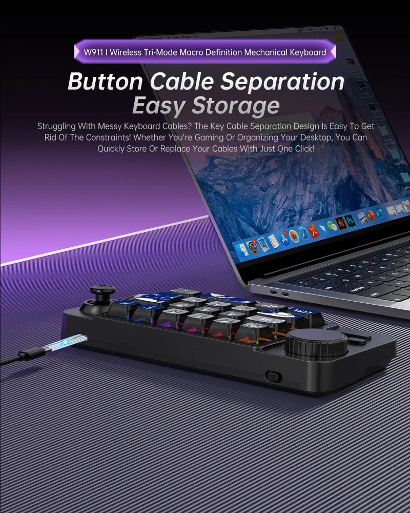 MKESPN W911 22Keys Mechanical Keyboard Tri Mode Macro Programming Hot ...