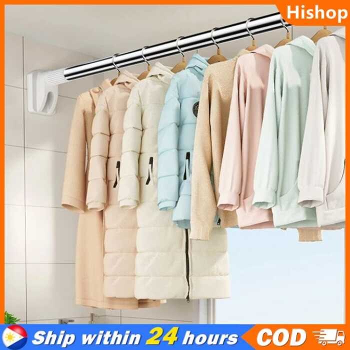 Extendable No Drilling Pole Adjustable Telescopic Clothesline Curtain ...