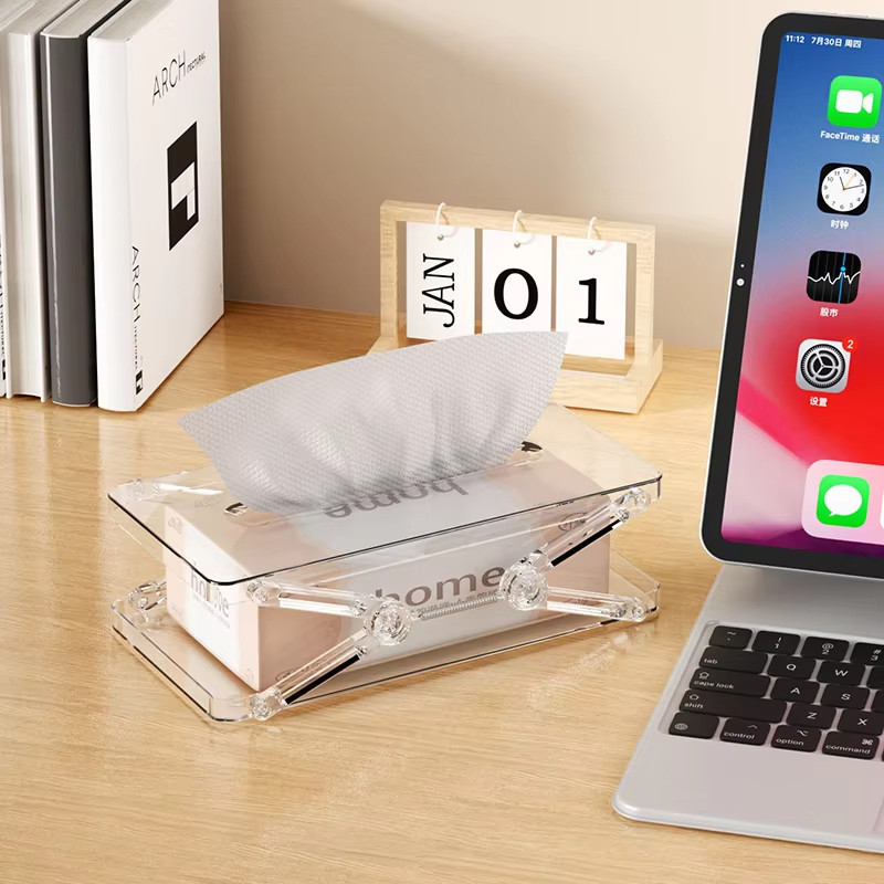 2PCS Creative Tissue Box Lift-Up Tissue Dispenser Spring Design ...