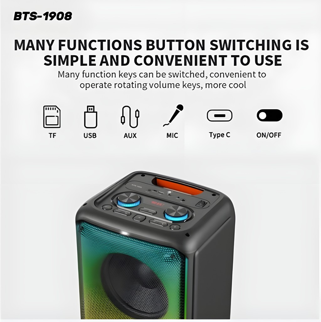 BTS-1908 DJ singing speaker color LED charging party karaoke speaker ...