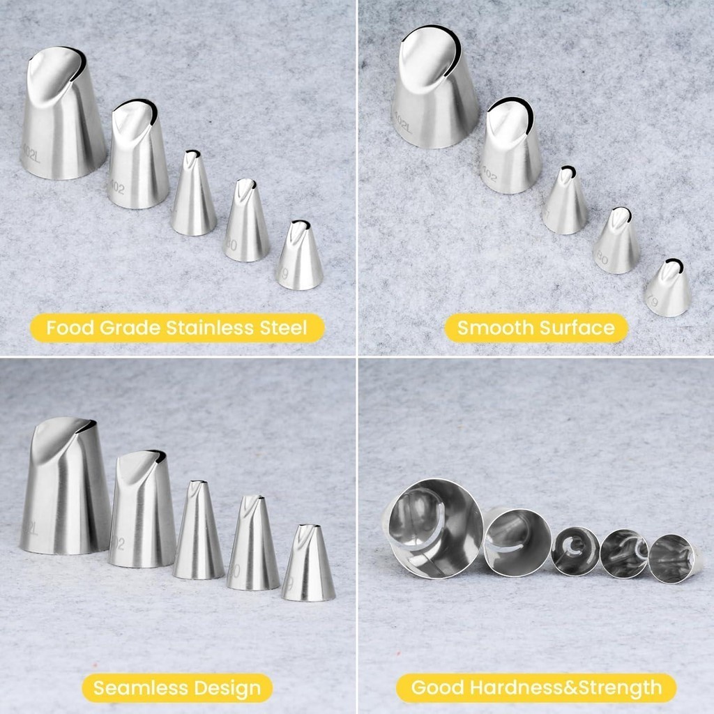 5PCS Chrysanthemum Piping Tips Set -Stainless Steel Cake Decorating ...