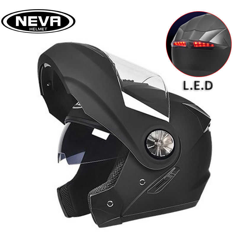 NEVA Modular Motorcycle Helmet Dual Visor With LED Light For Men 2F0 ...