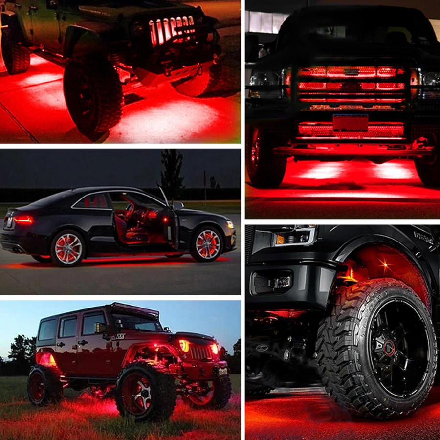 Waterproof 12V LED Rock Lights Kit Underbody Underglow Trail Rig ...