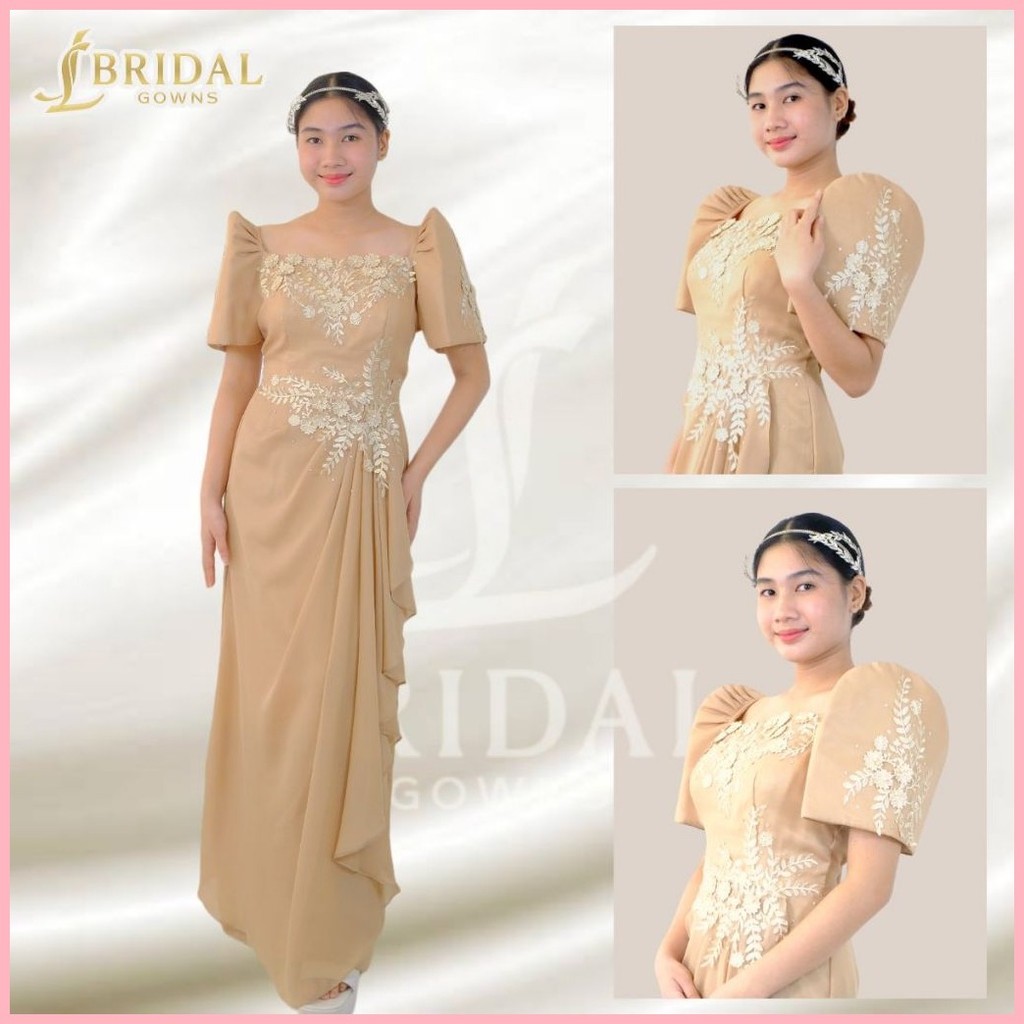 filipiniana mestiza sleeves chiffon gown - modern traditional wear ...