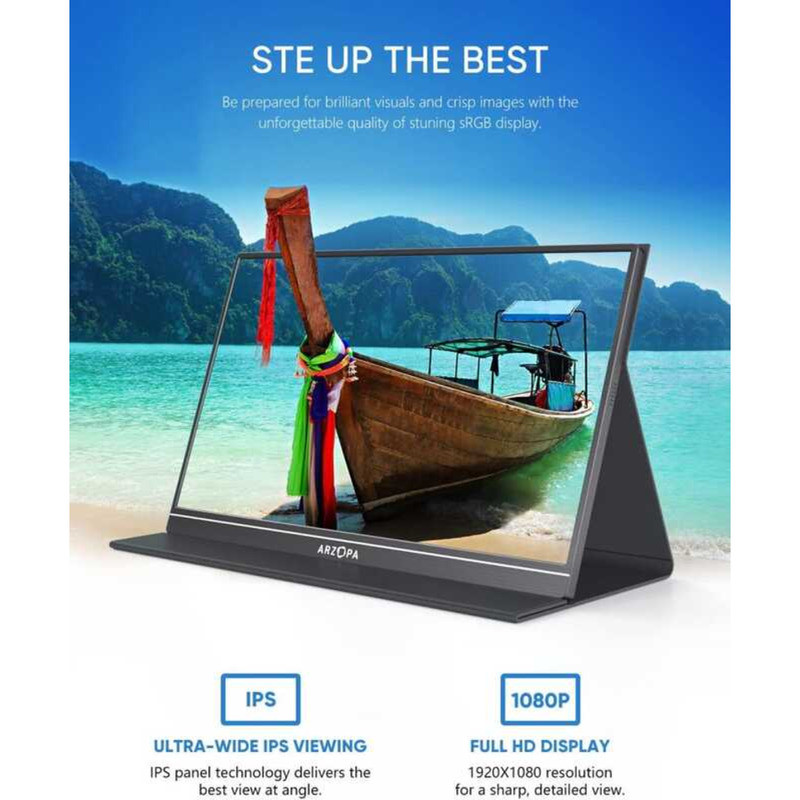 ARZOPA 15.6'' S1 Table Portable Monitor FHD 1080P Second Screen HDMI ...