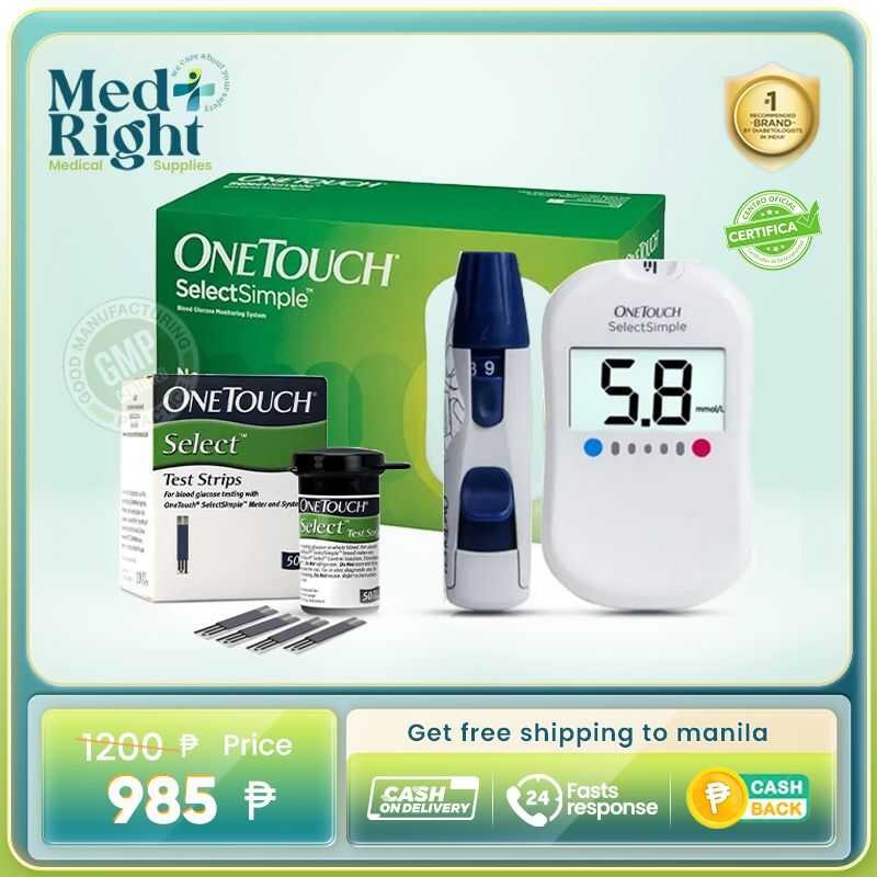 One Touch Simple Glucometer Hine Select Test Strips (25S/50S) – Blood ...