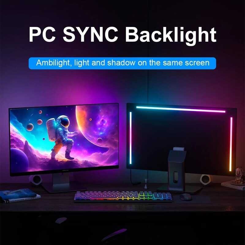 PC 2 B0 Monitor Sync RGBIC Neon Light RGB Computer Synchronization ...