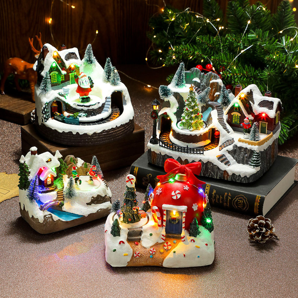 Hot-selling Selected Multiple Christmas Rotating Resin Glowing Music ...