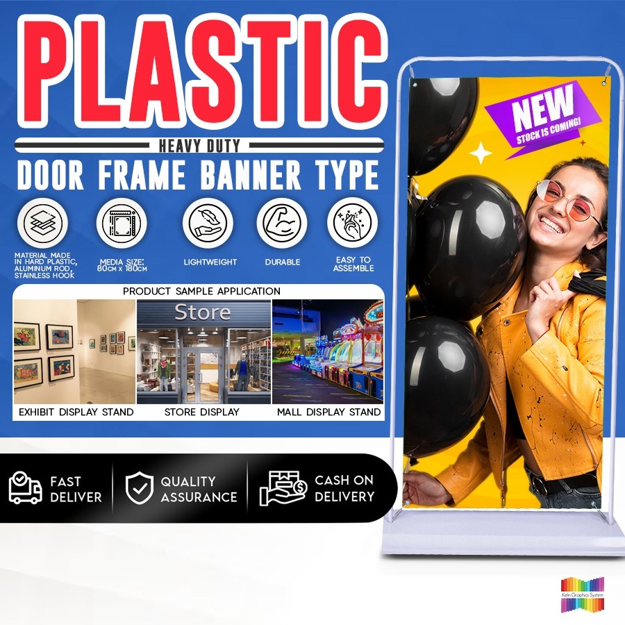 KGS Plastic Door Frame Type Banner Stand Tarpaulin Standee 180cm x 80 ...