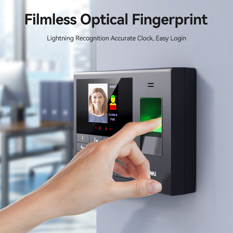 Deli E3765 Face Attendance Biometric Office Fingerprint Scanner Machine ...