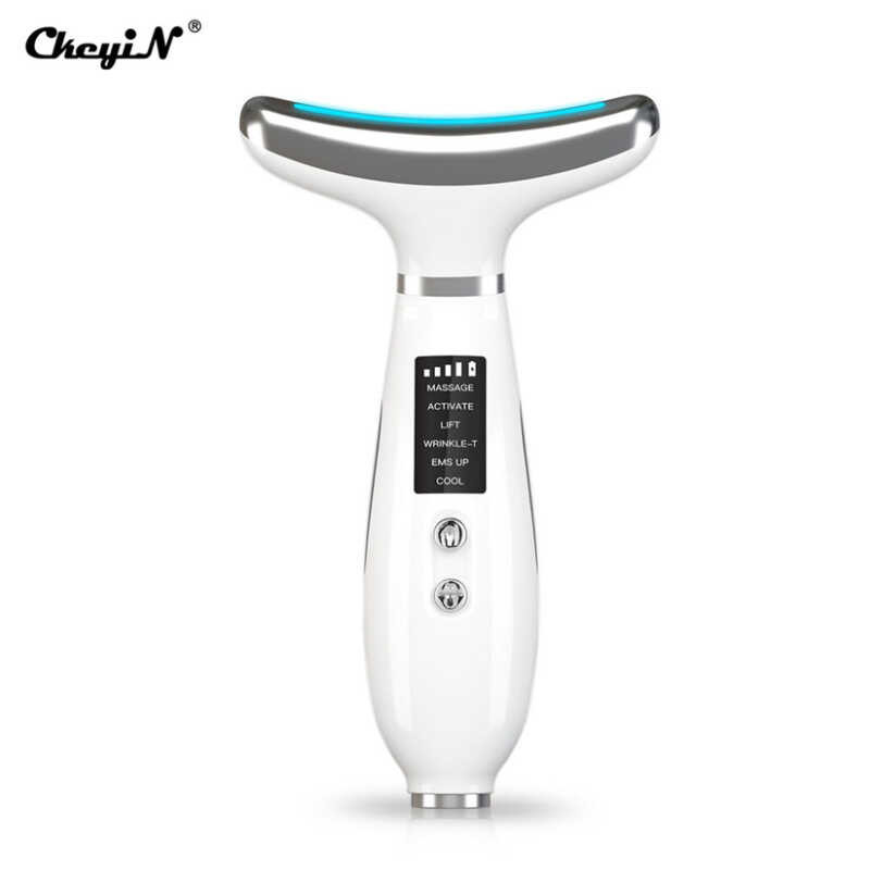 A Ckeyin Neck Face Massager Vibration LED Photon Therapy With Cold ...