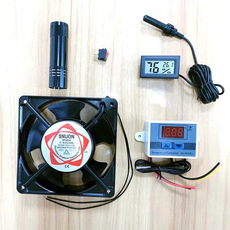 686 DIY Incubator Complete Set (220V Exhaust Blower Fan + Thermostat +Thermohygometer Egg ...