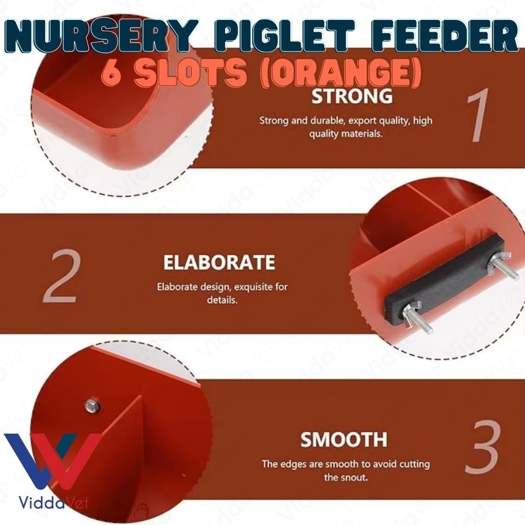 6 Slot Piglet Feeder Secure Mounting with Wing Nuts for Quick Farm ...