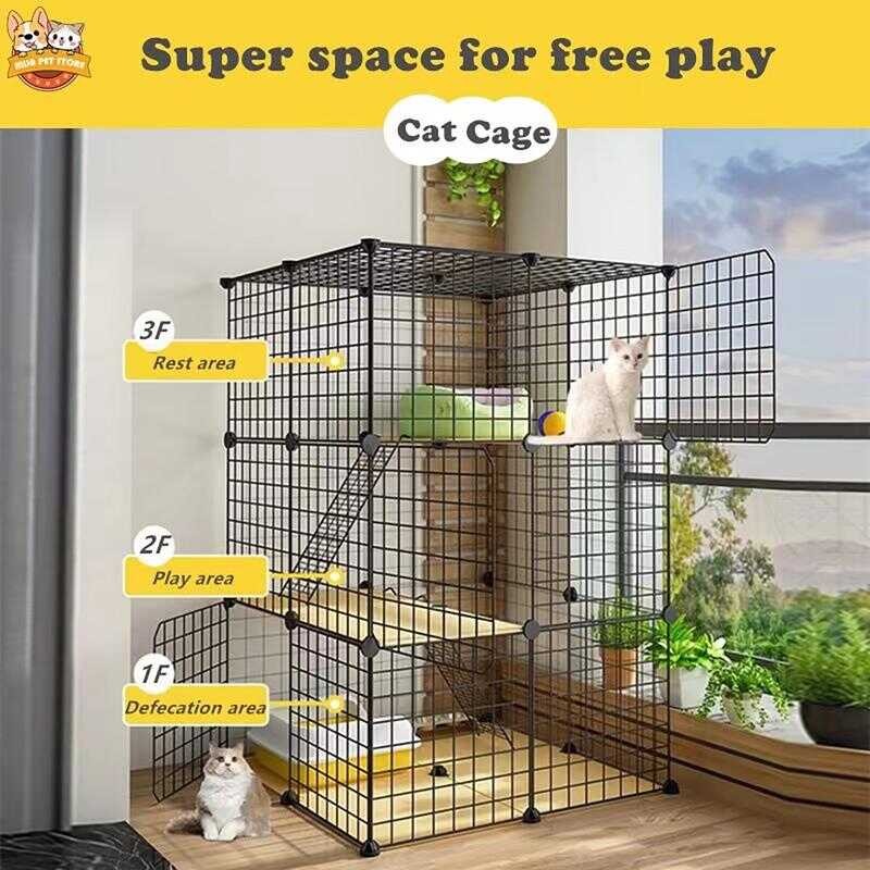3 Layer Stackable Cage For Cat DIY Easy Assemble House Indoor ...