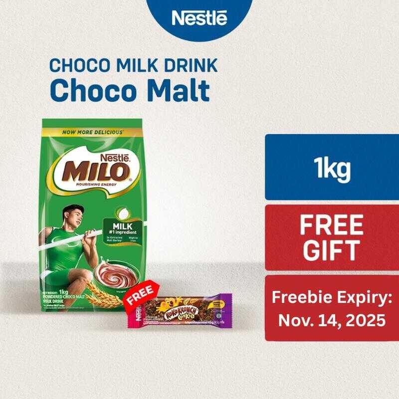 [Free CEREAL Bar] Milo Powdered Choco Malt Milk Drink 1Kg (Freebie ...