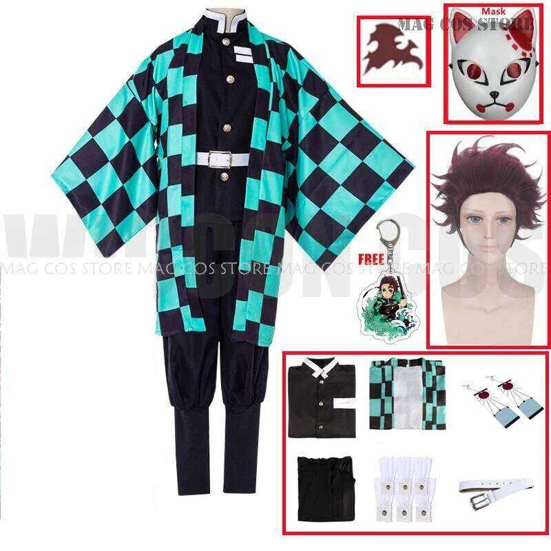 Tt Kamado Anime Tanjiro Demon Slayers Cosplay Costume Wig Mask Hashira ...