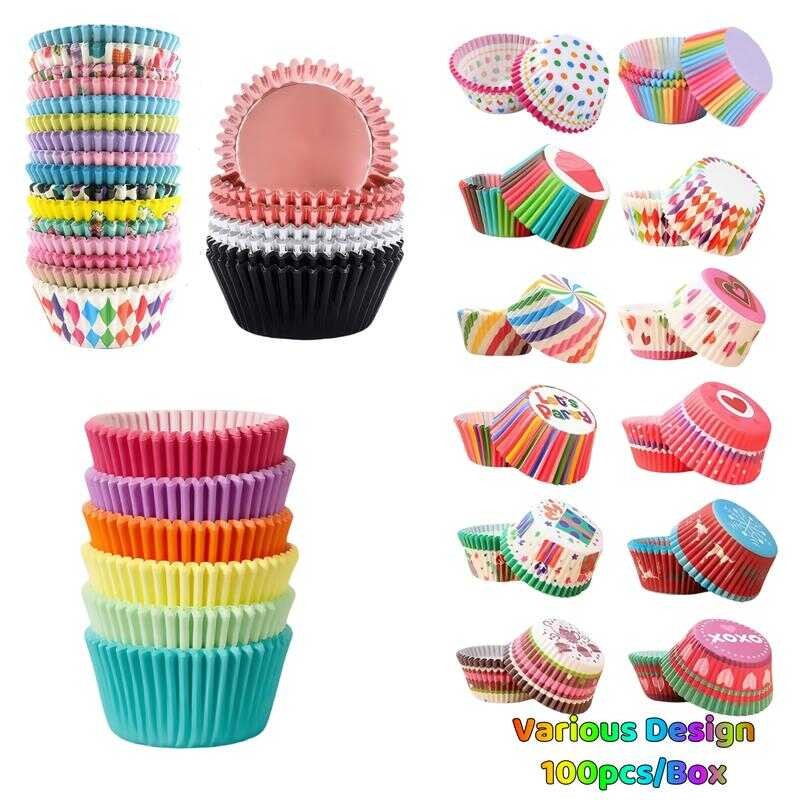 100Pcs/Box New Beautiful Cupcake Liners Food Grade Paper Cup Cake ...