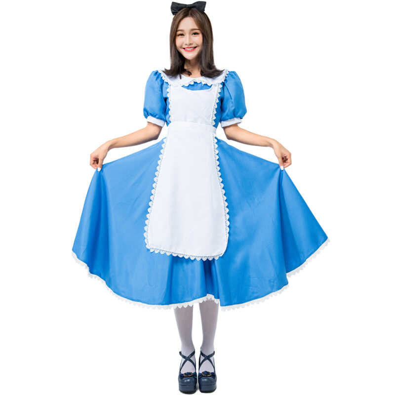 Alice Cosplay Anime Maid Costume Japanese Blue Maid Dress Halloween ...