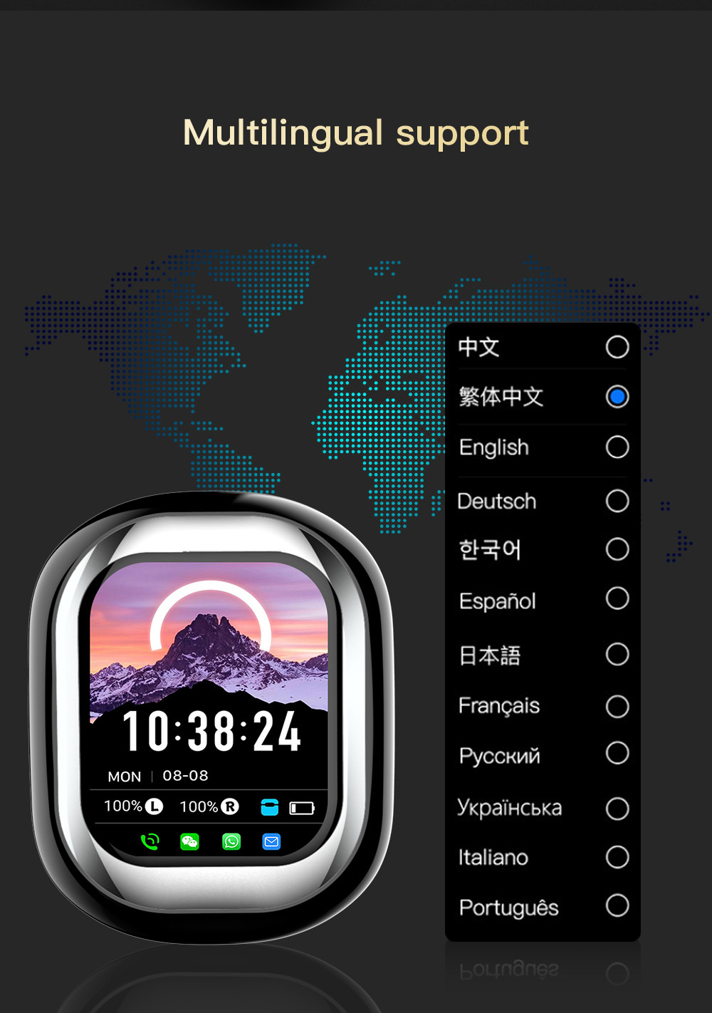 Wireless Bluetooth Headset Slider Design Touch Screen No Delay Noise ...