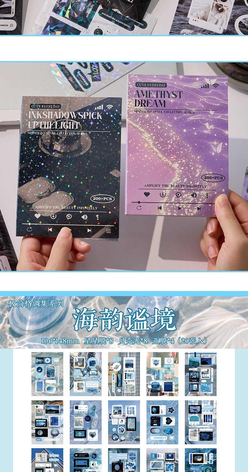QOUZMO 20pcs/pack Vintage junk journaling collage Flash Film Sticker ...